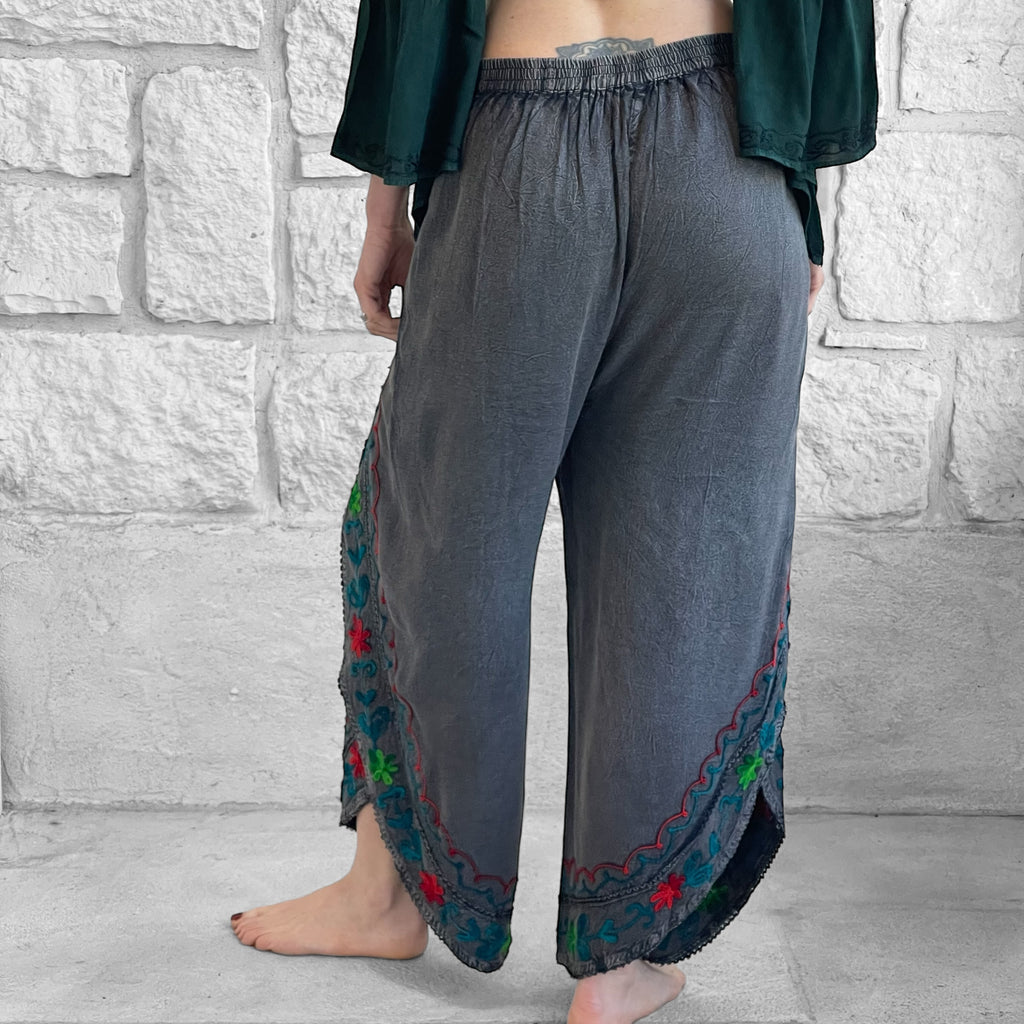 'Split' Indian Stonewashed Rayon Pants - Dark Gray – Zootzu Garb