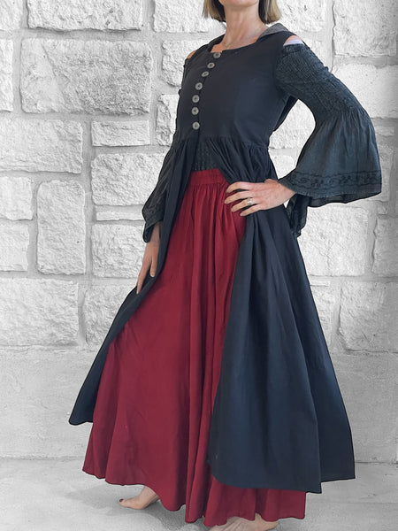 'Womens Duster' Medieval, Viking, Renaissance Bodice - Black/Grey ...