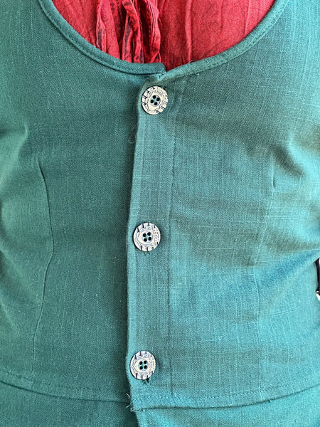 'Long Petal Vest' Viking Bodice - Cotton Green – Zootzu Garb