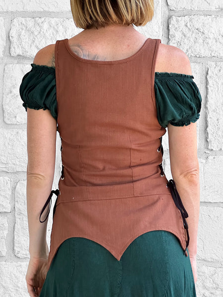 'Long Petal Vest' Viking Bodice - Brown – Zootzu Garb