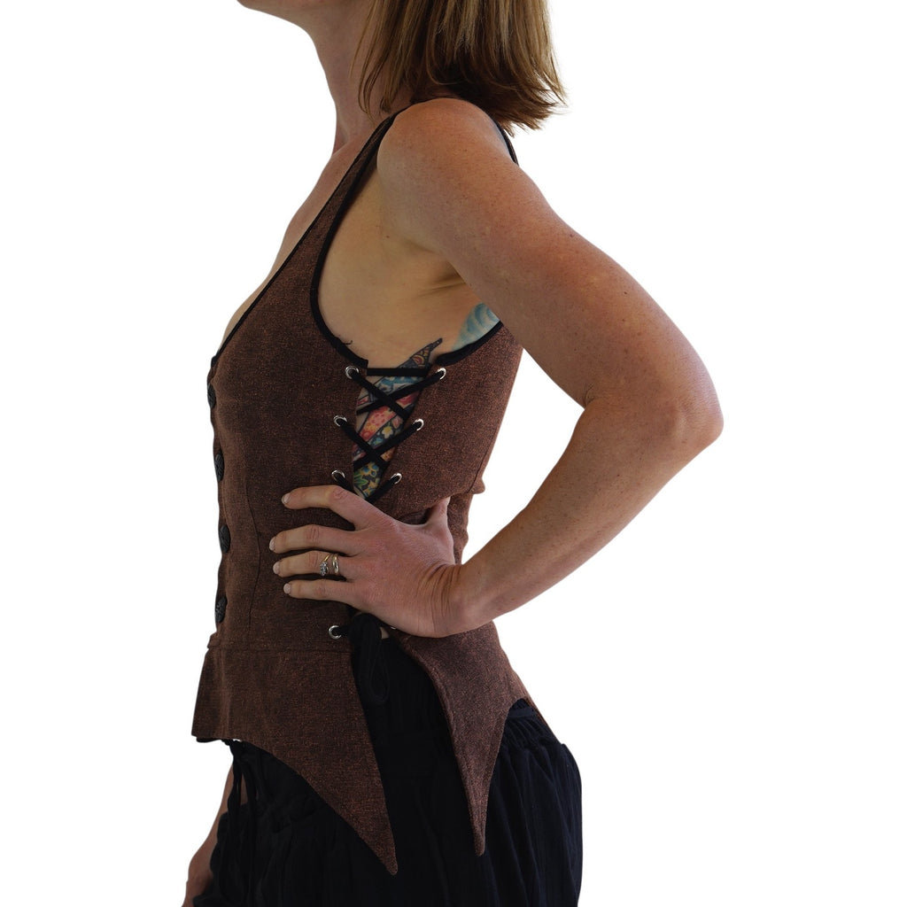 'Long Petal Vest' Viking Bodice - Stone Brown – Zootzu Garb