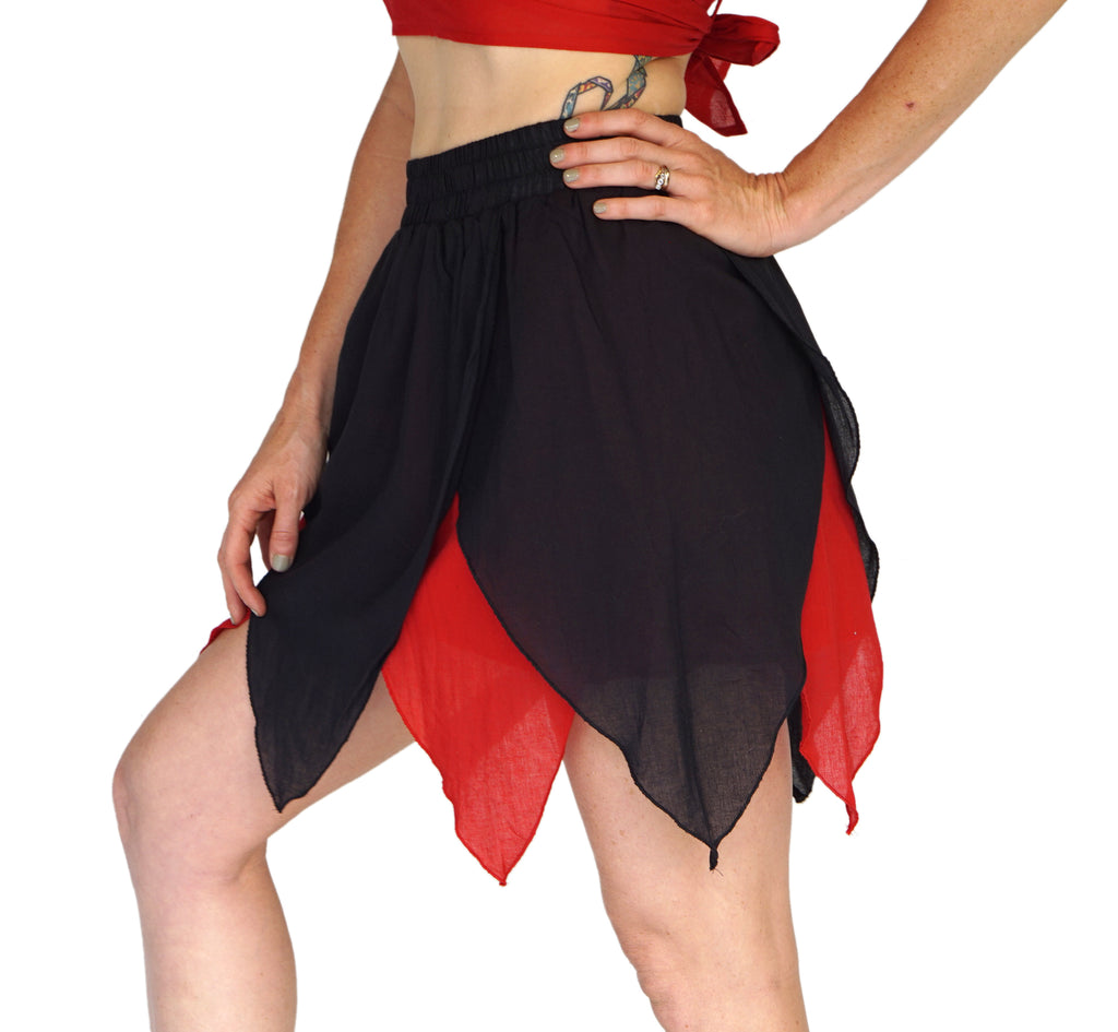 'Floating Petal Skirt' Fairy, Belly Dancer - Black/Red – Zootzu Garb