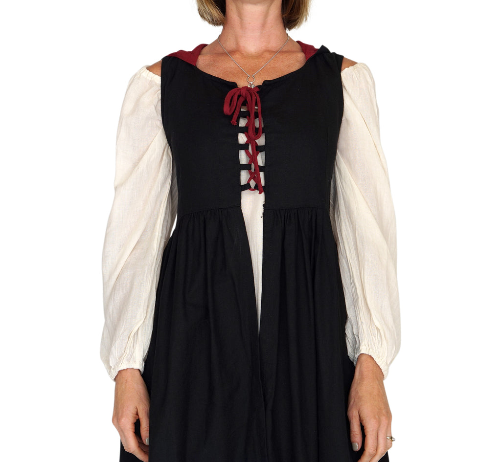 'Womens Duster' Medieval, Viking, Renaissance Bodice - Black/Red ...