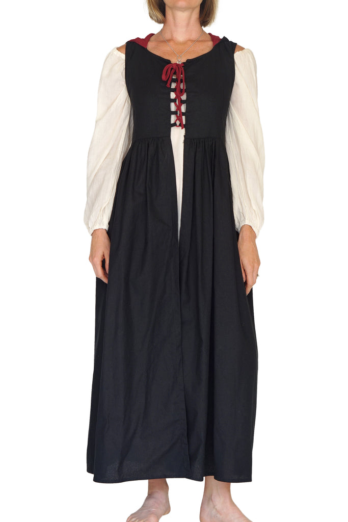 'Womens Duster' Medieval, Viking, Renaissance Bodice - Black/Red ...