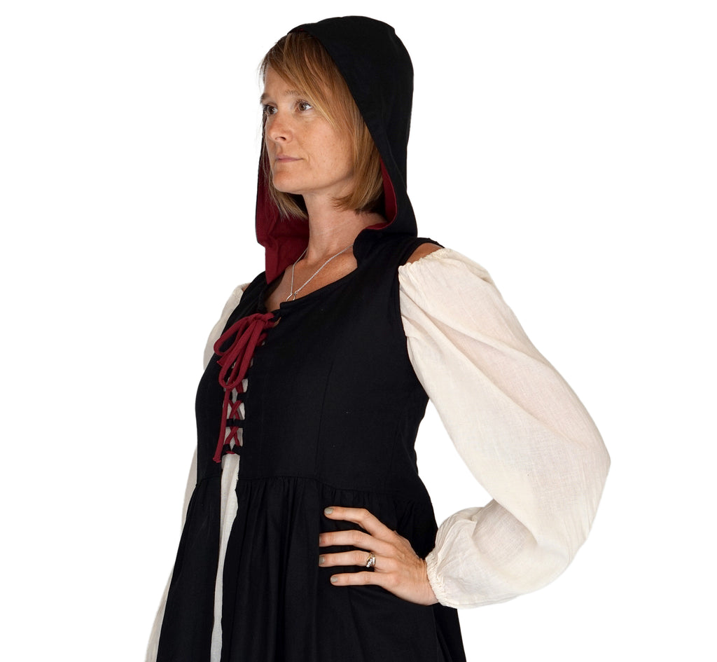 'Womens Duster' Medieval, Viking, Renaissance Bodice - Black/Red ...