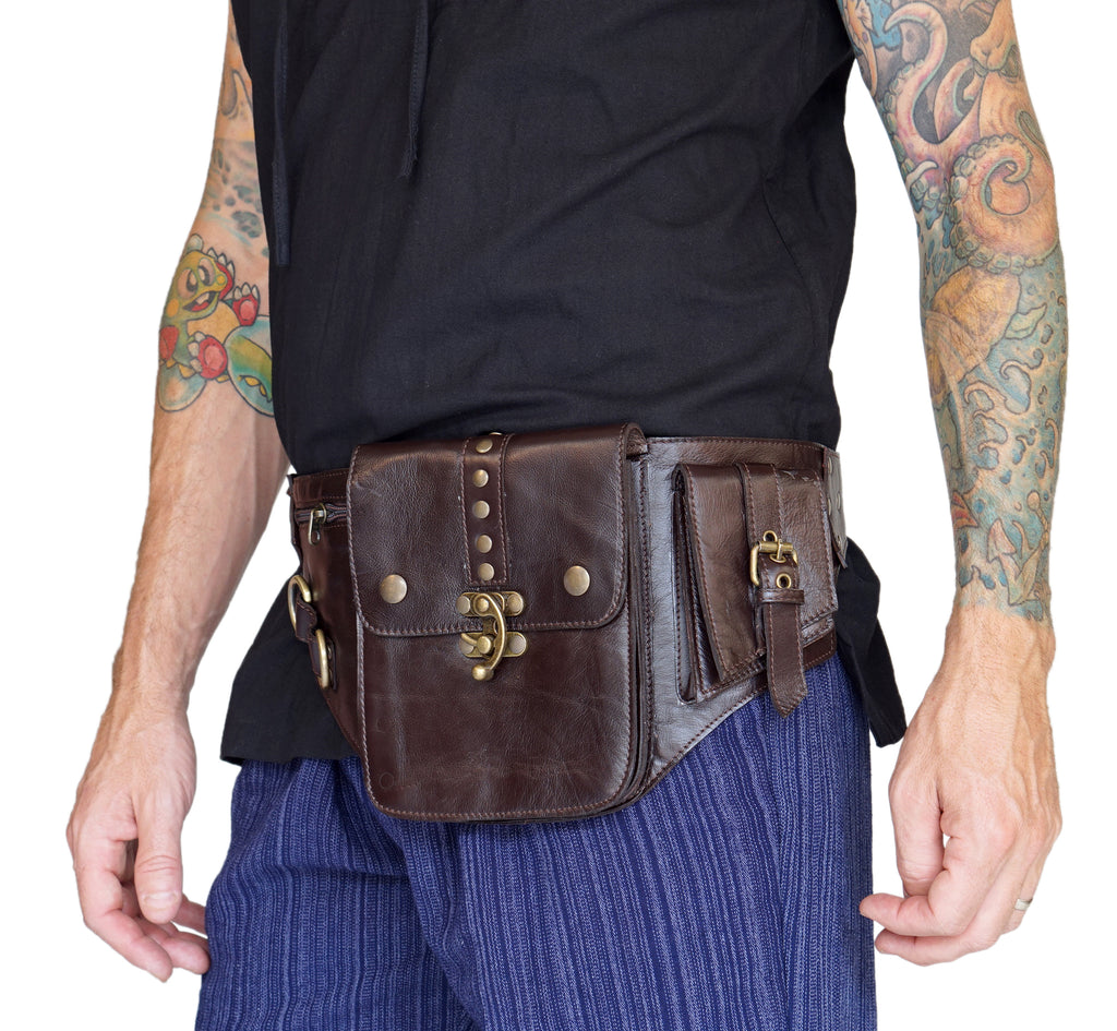 'Satchel Swing Latch' Medieval Leather Utility Belt, Boho - Brown ...