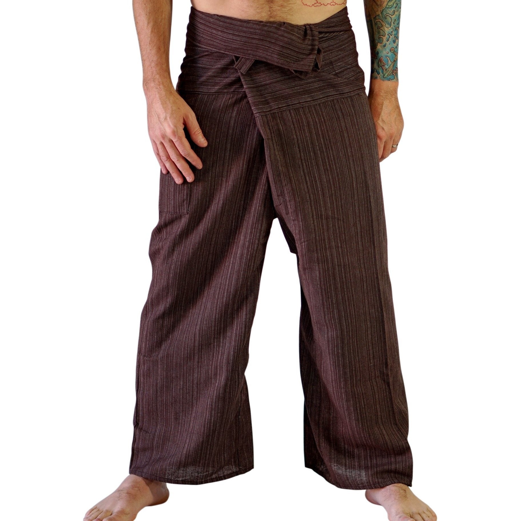 Fisherman Pants - Striped Brown – Zootzu Garb