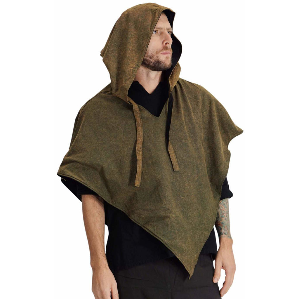 'Hooded Cowl' Medieval Half Cloak - Stone Green/Black – Zootzu Garb