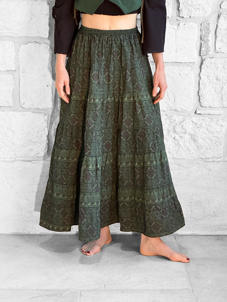 'Nomad' Long Skirt - Green – Zootzu Garb