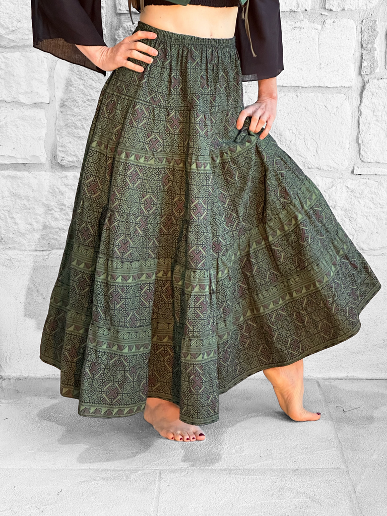 'Nomad' Long Skirt - Green – Zootzu Garb