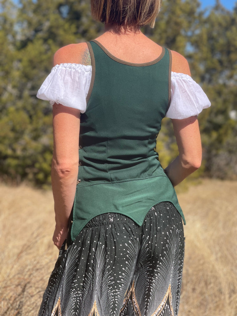 'Long Petal Vest' Viking Bodice - Dark Green – Zootzu Garb